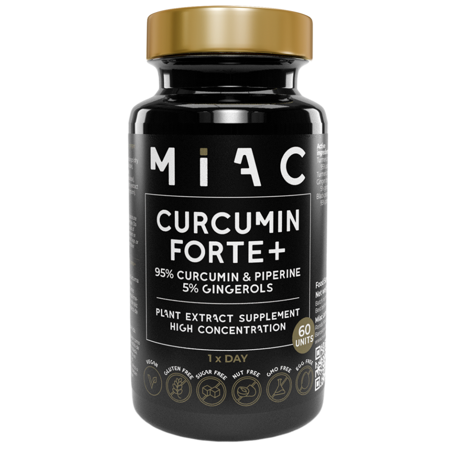 CURCUMIN FORTE+ 95% CURCUMINE & PEPERINE, 5% GINGEROLS 60 Cápsulas ...